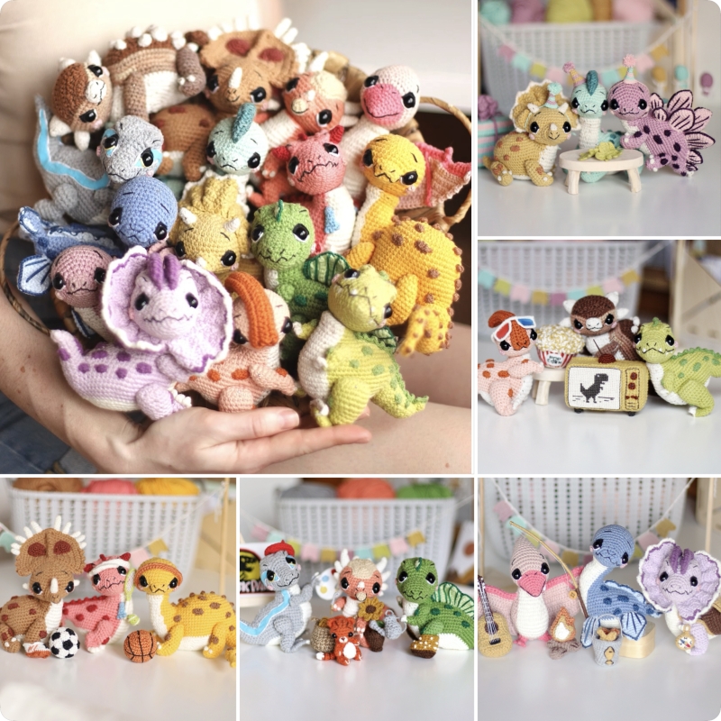 15 in 1 Crochet dinosaurs pattern amigurumi pattern - Amigurumi.com